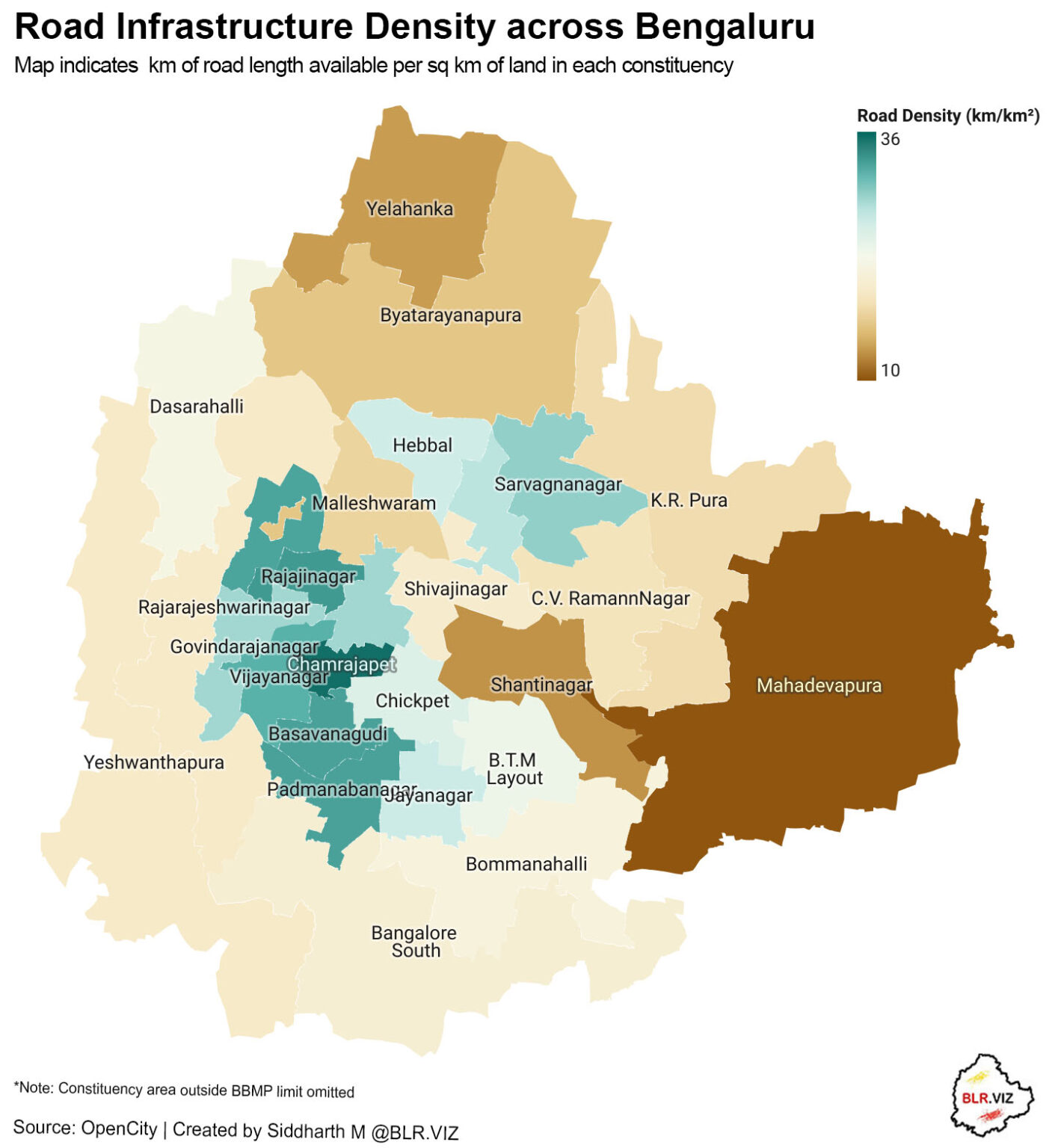 Road Infrastructure Density mapping for Bengaluru - OpenCity